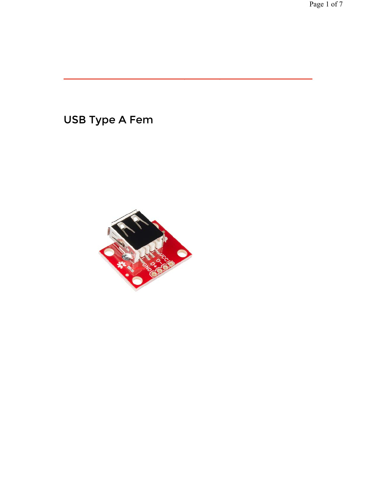 USB Type A Female Breakout Hookup Guide Datasheet by SparkFun ...